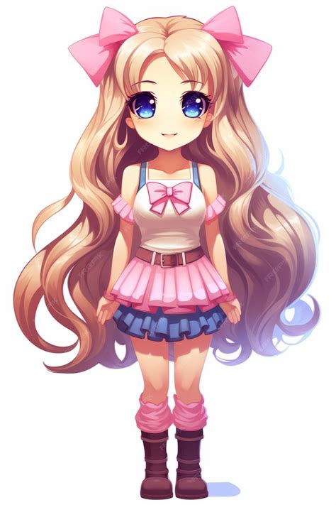 Premium Ai Image An Anime Girl With Long Blonde Hair And A Pink Dress