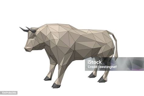 抽象的な多角形の牛白い背景上に分離3 D ベクター イラストです 雄牛のベクターアート素材や画像を多数ご用意 雄牛