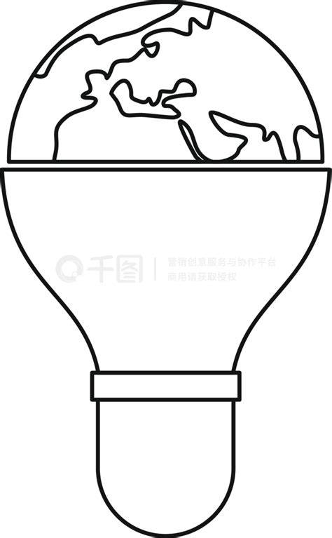 灯泡免抠元素在概述样式的电灯泡和行星地球象隔绝了传染媒介例证灯泡和地球图标轮廓模板免费下载eps格式926像素编号37635853 千图网
