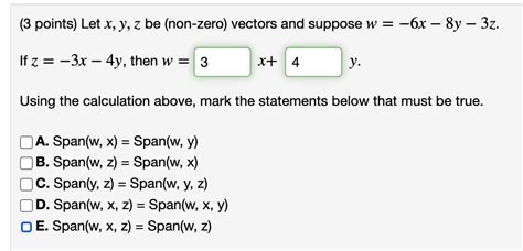 Solved 3 Points Let Xyz Be Non Zero Vectors And