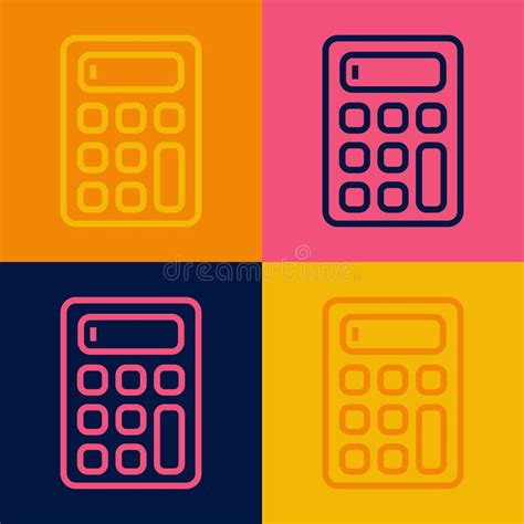 Icône De Calcul De Ligne Pop Art Isolée Sur Fond De Couleur Symbole