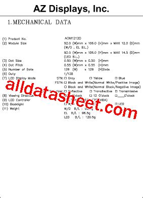 AGM1212D Datasheet(PDF) - AZ Displays