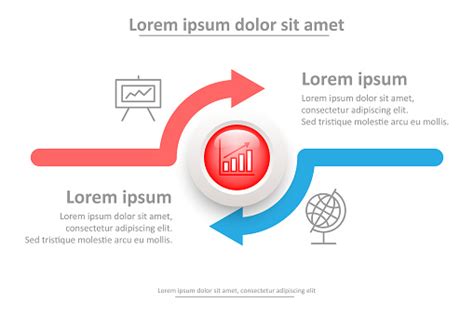 웹사이트 프레 젠 테이 션 커버 포스터 벡터 디자인 Infographic 그림 개념에 대 한 두 개의 색상 화살표와 함께 3d