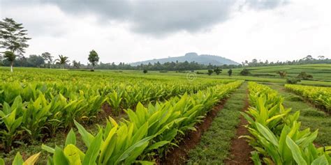 Turmeric Plants Field In Tamil Nadu India Stock Illustration