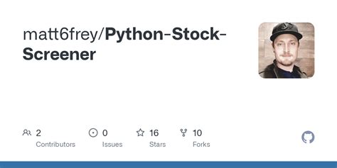 Github Matt6freypython Stock Screener