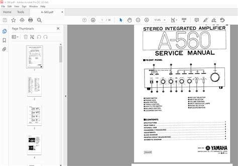 Yamaha A 560 Stero Intergrated Amplifer Service Manual Pdf