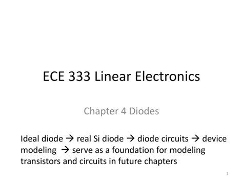 Diodes In Linear Electronics