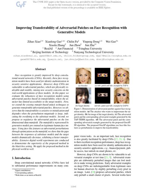 Xiao Improving Transferability Of Adversarial Patches On Face Recognition With Generative Cvpr