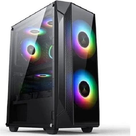 Abs Plastic Body Rectangular Lightening Black Gaming Pc Case Powder At