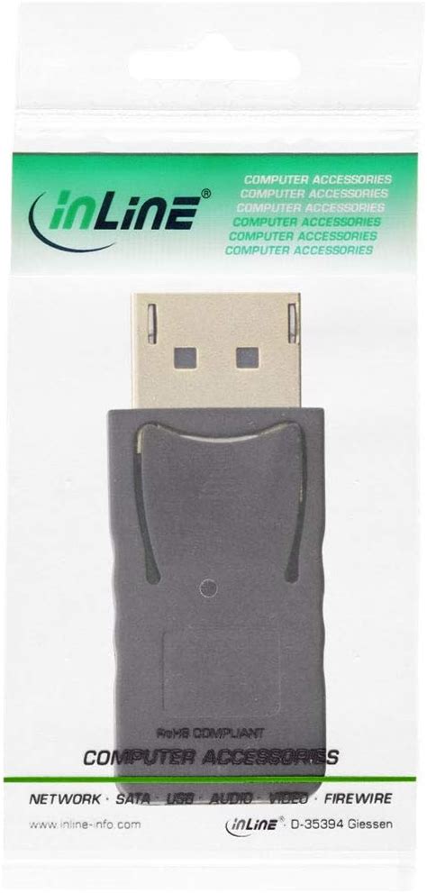 InLine DisplayPort Adapter DisplayPort Male To Mini DisplayPort Female K Hz Black Gold