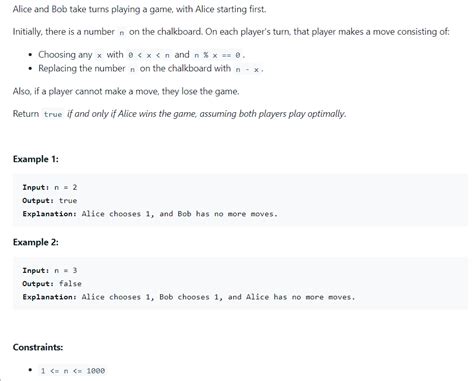 Github Xps1leetcode 1025 Divisor Game