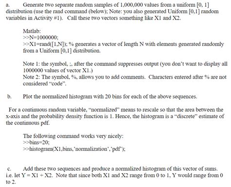 Solved A Generate Two Separate Random Samples Of 1 000 000 Chegg