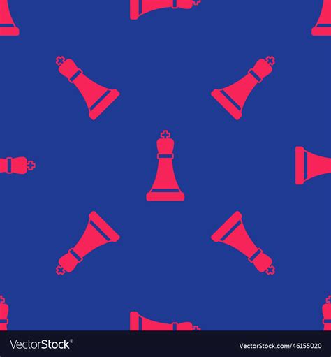 Red Chess Icon Isolated Seamless Pattern On Blue Vector Image