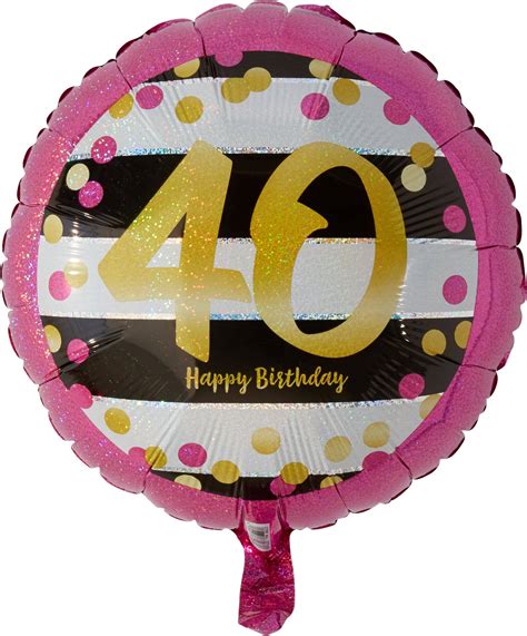 Prismatic Pink And Gold 40 Happy Birthday Round Satin Foil Balloon