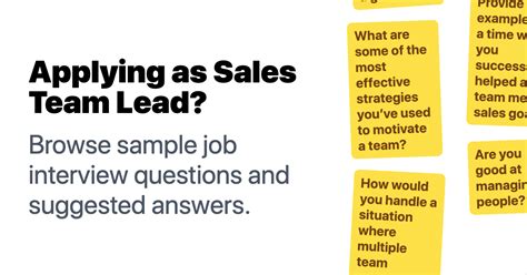 Sales Team Lead Interview Questions