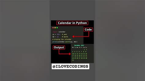 Print Calendar In Pythoncoding Programming Python Calender Youtube