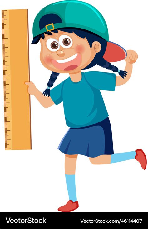 Girl Cartoon Character Holding Ruler Royalty Free Vector