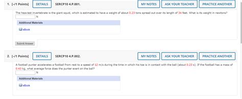 Solved 1 [ 1 Points] Details Sercp10 4 P 001 My Notes Ask