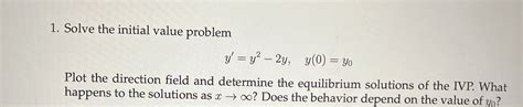 Solved Solve The Initial Value Problemy Y2 2y Y 0 Y0plot