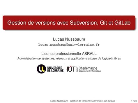Pdf Gestion De Versions Avec Subversion Git Et Gitlab