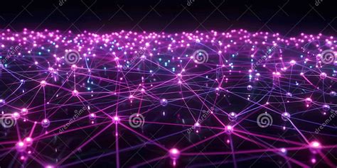 Futuristic Neon Network With Glowing Nodes And Connections Digital Communication Concept