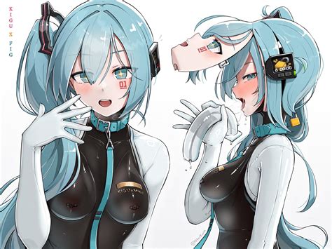 Rule 34 1girls Alterkyon Animegao Blue Hair Bondage Cyan Hair Dildo
