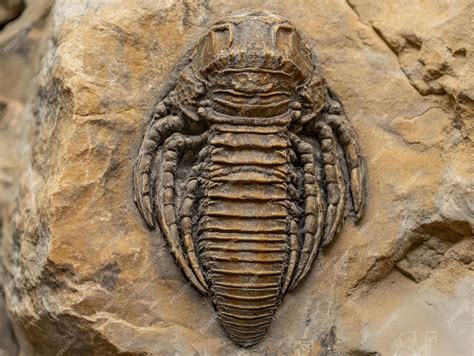 Fossilized Trilobite With Detailed Segments Preserved In A Rock Slab