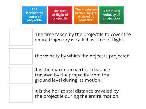 Projectile Motion Match Up