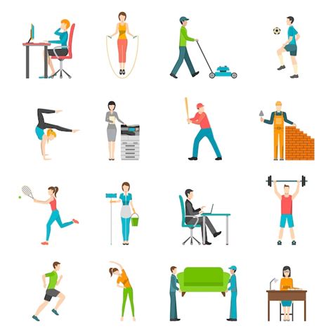Iconos Planos De Actividad Física Vector Gratis