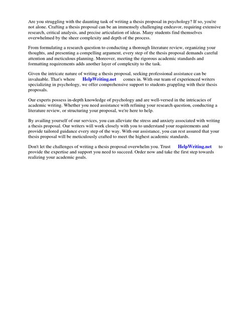 Thesis Proposal Sample Psychology Pdf Thesis Psychology