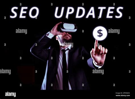 Hand Writing Sign Seo Updates Business Showcase New Information Or