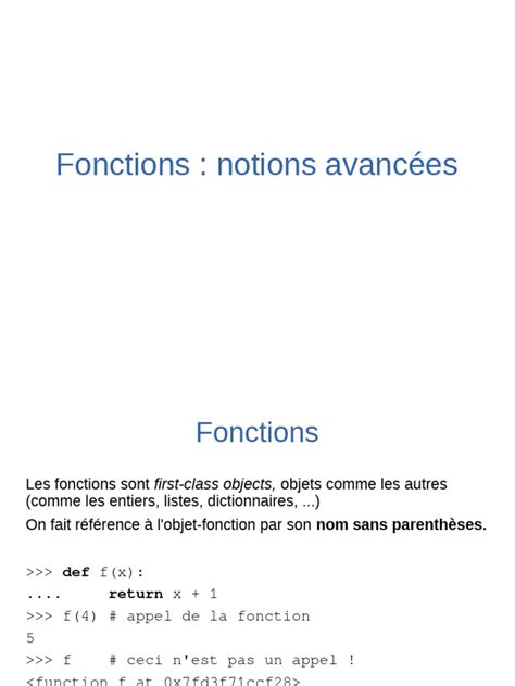 Appel De Fonctions En Python Pdf Fonction Anonyme Programmation