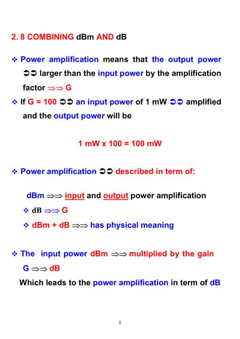 2 8 Combining Dbm And Db Power Amplification Means That The