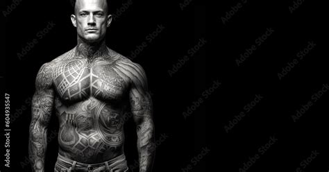 Confident Man With Muscular Body Tattooedassertive Tattoo Artist