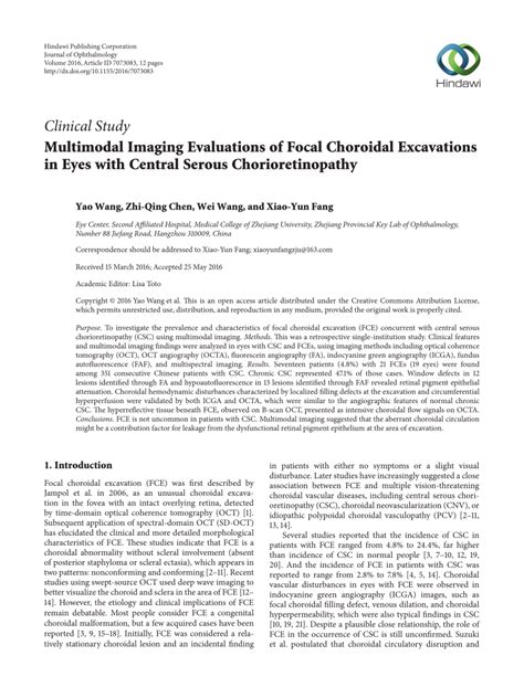 Pdf Multimodal Imaging Evaluations Of Focal Choroidal Excavations In