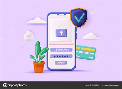 Login And Password Concept 3d Illustration Registration And Login Form In Mobile Application