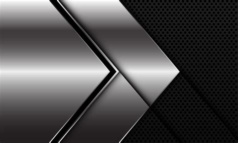 abstract silver black line arrow direction on black circle mesh pattern