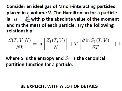 Solved Consider an ideal gas of N non-interacting particles | Chegg.com