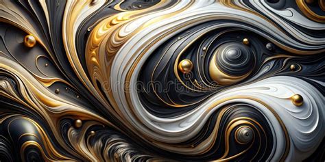 Abstract Swirl Gold Black White Composition Stock Illustration Illustration Of Graphic