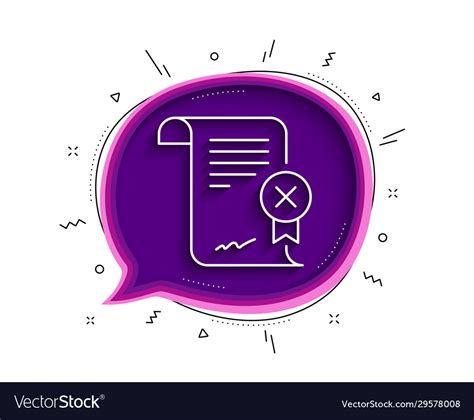 Reject Certificate Line Icon Decline Document Vector Image