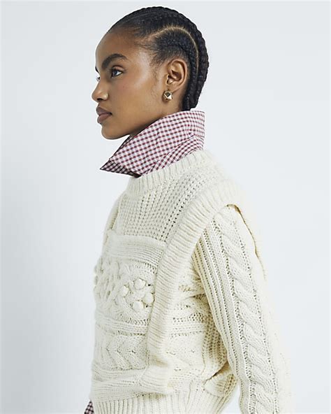 Cream Cable Knit Jumper River Island