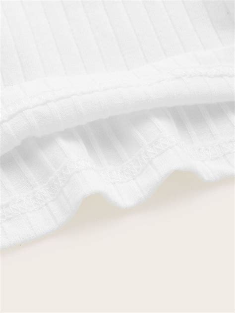 SHEIN Essnce Rib Knit Solid Tee SHEIN USA