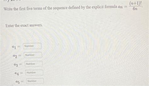 Solved Write The First Five Terms Of The Sequence Defined By