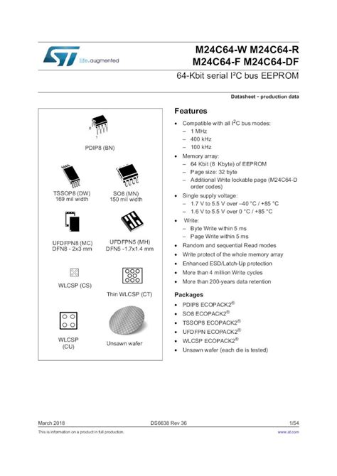 pdf 64 kbit serial i²c bus eeprom stmicroelectronicsthis is
