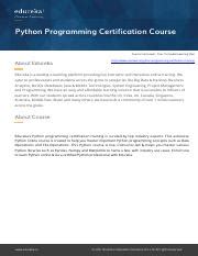 Edureka Python Programming Certification Course Pdf Python