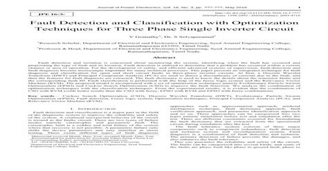 Pdf Fault Detection And Classification With Optimization · Fault