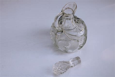 Eapg Antique Pressed Pattern Glass Cruet W Stopper Bryce Fleur De Lis
