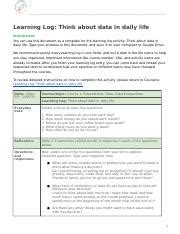 Exploring Daily Data Habits Learning Log Template Course Hero
