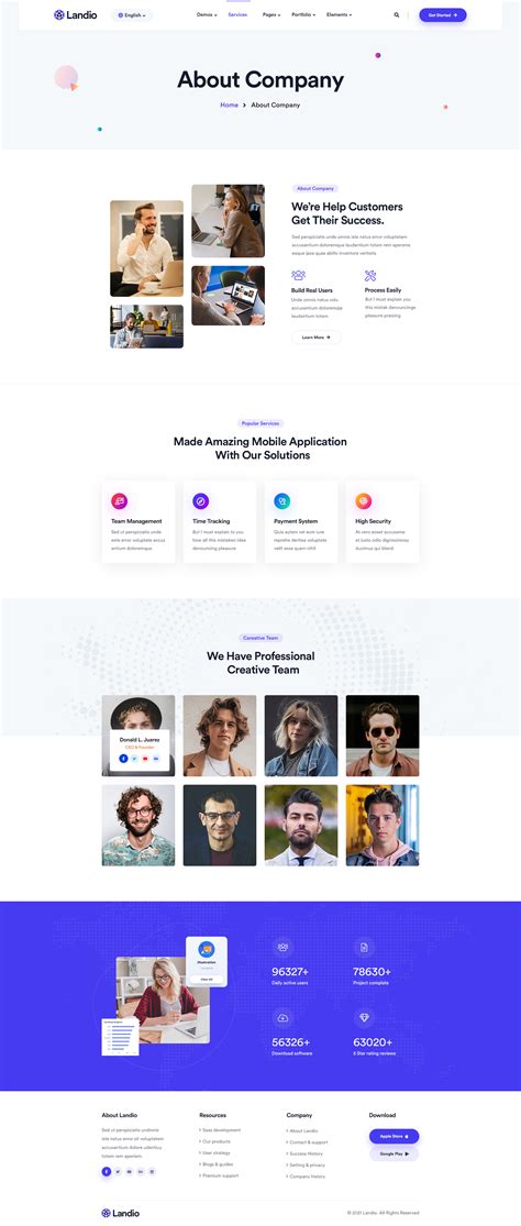 Landio Multipurpose Landing Page XD Template By Webtend ThemeForest