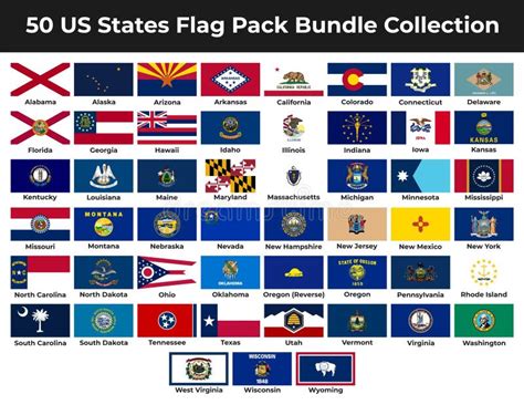 50 Us State Flags Pack Bundle Collection High Quality Vector